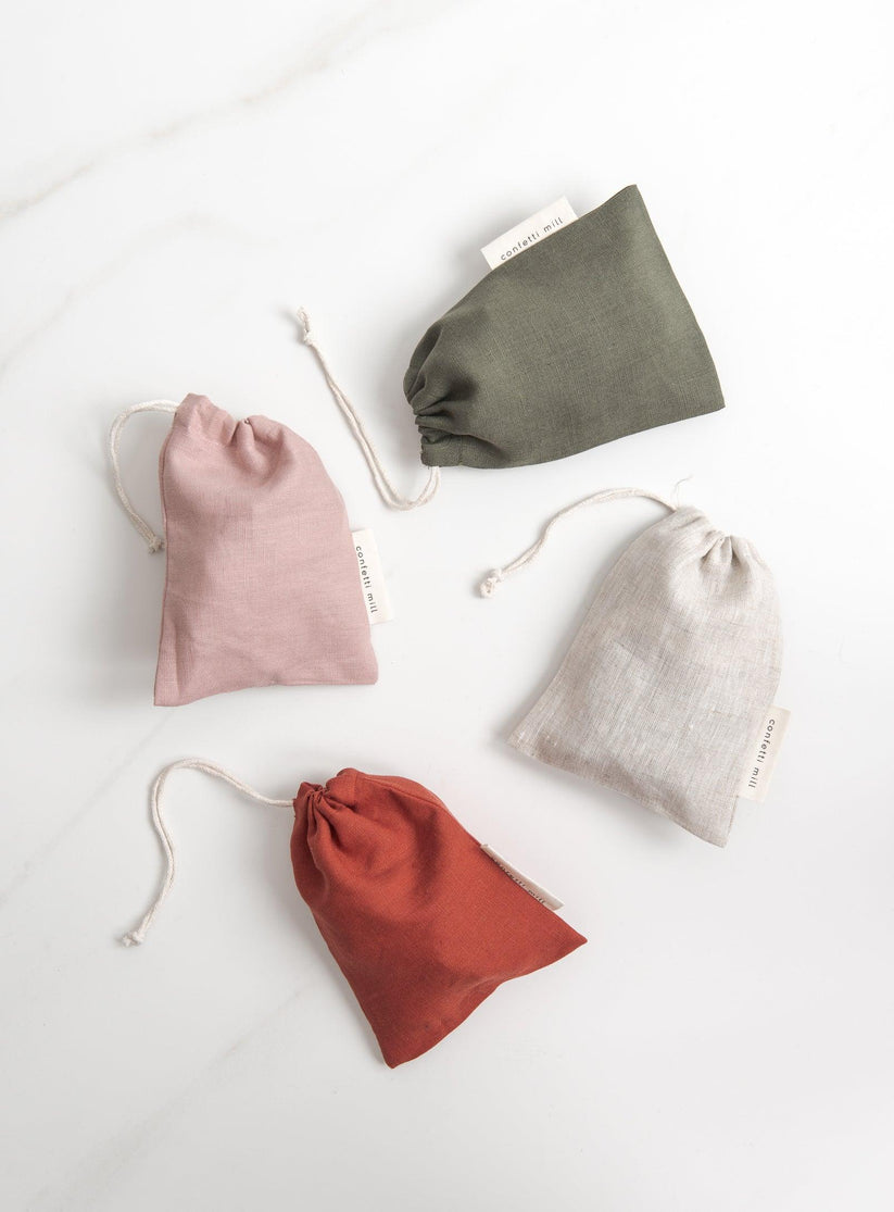 Set of 4 linen Party bags | Reusable party goods | Confetti Mill - Montreal